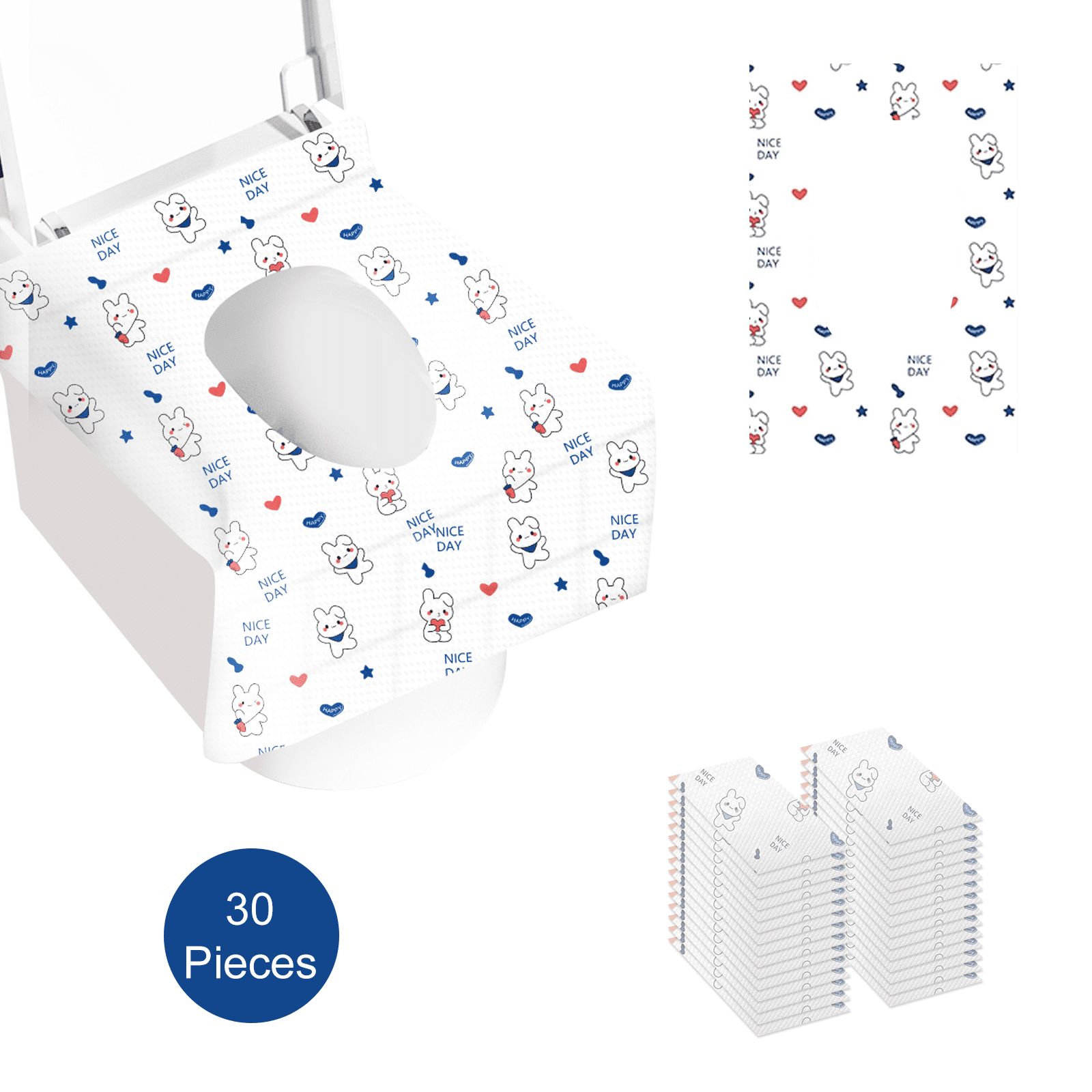 MEKBOK 30 Pack Disposable toilet seat，Individually Wrapped for Travel ...