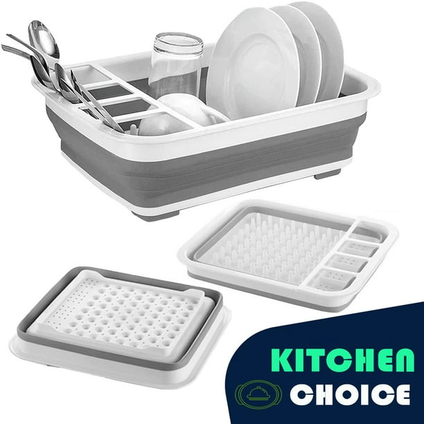 MEKBOK Collapsible Dish Drying Rack Portable Dish Drainer Dinnerware ...