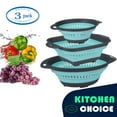 MEKBOK silicone collapsible colander 3-piece set, dishwasher safe ...