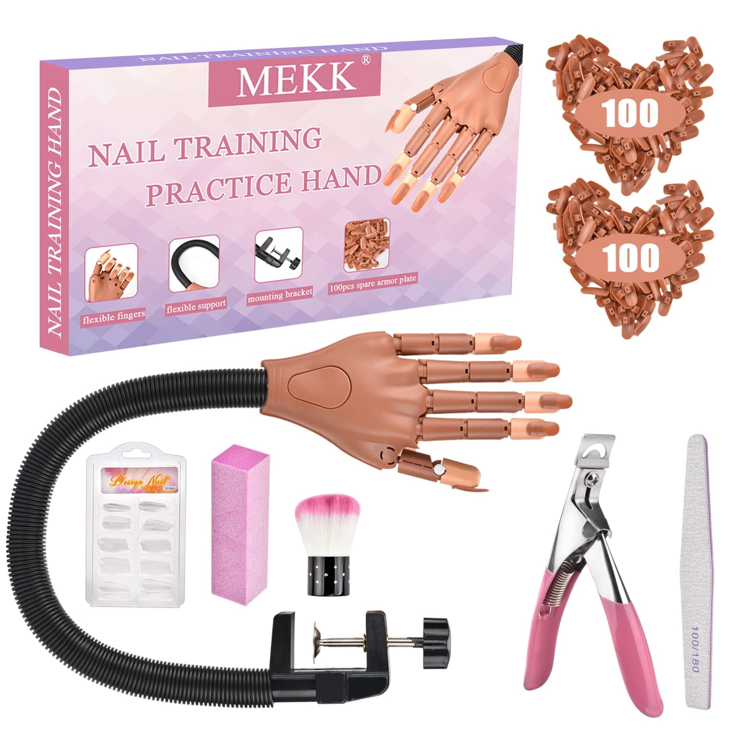 MEKK Practice Hand for Acrylic Nails Flexible Nail Practice Hand Never ...