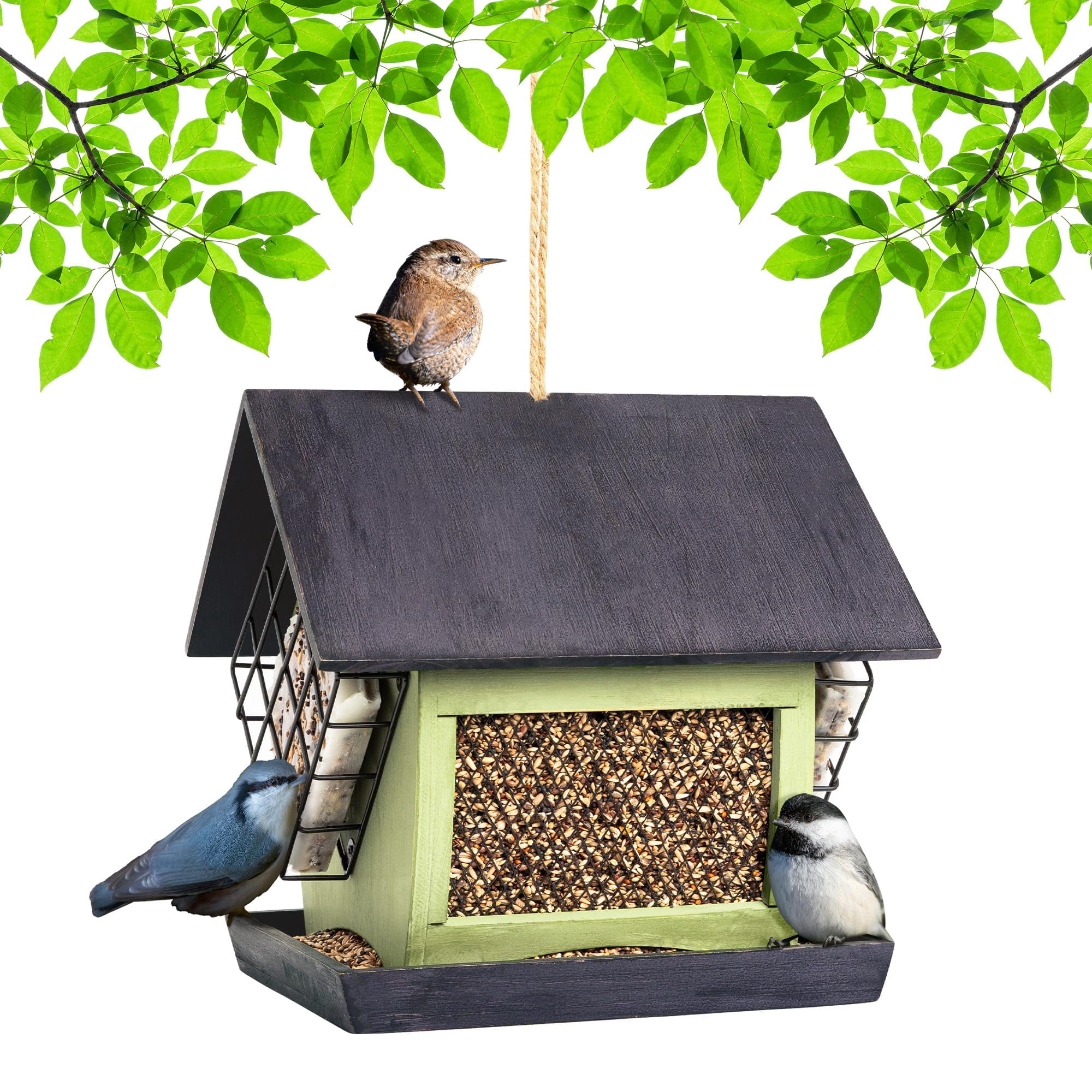 MEKKAPRO Bird Feeder with Suet Holder - Double Suet Feeders for Outside ...