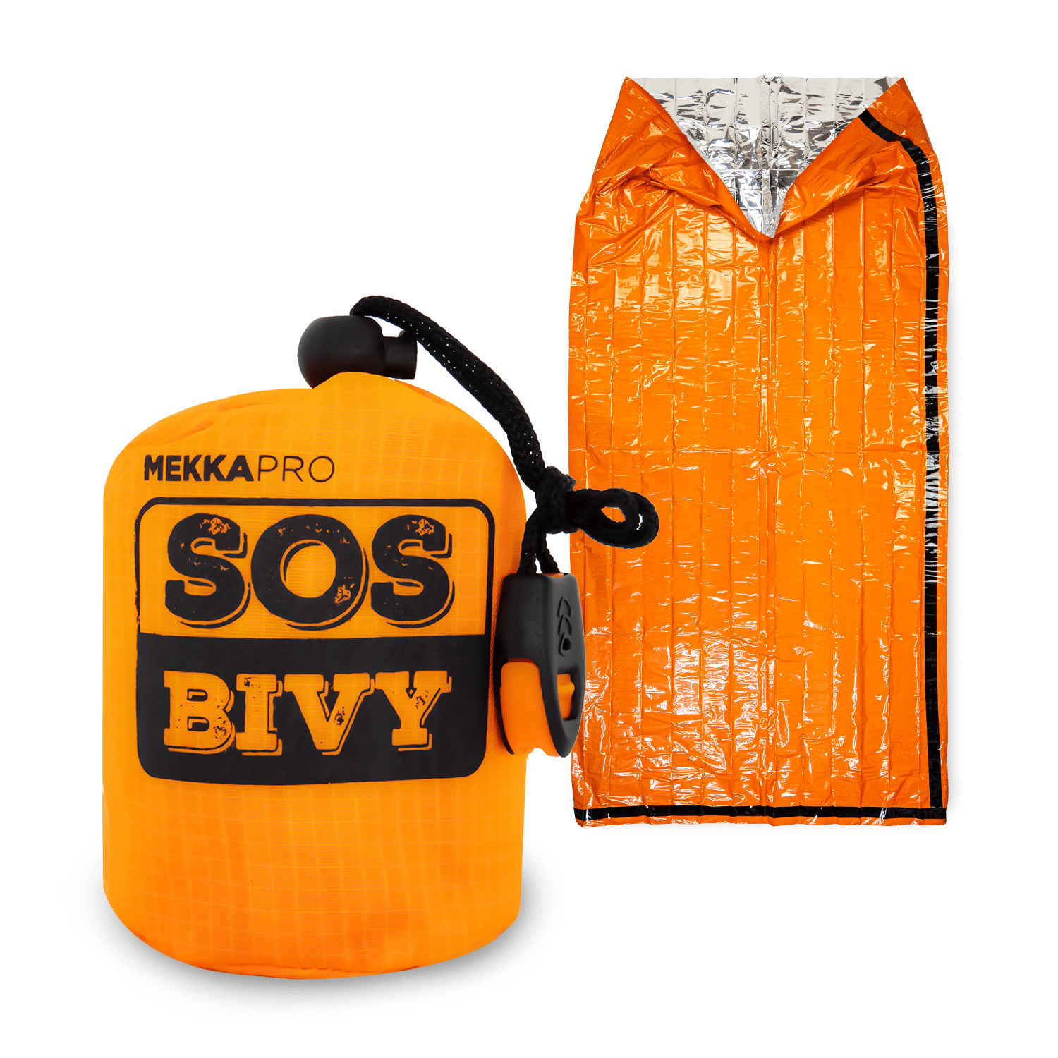 MEKKAPRO SOS Emergency Thermal Bivy Sleeping Bag with Survival Whistle ...