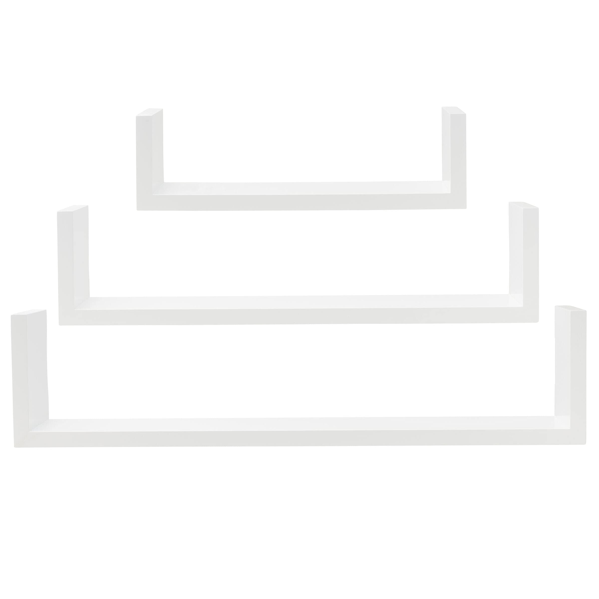 MELANNCO Floating U Shelves Set of 3, White - Walmart.com