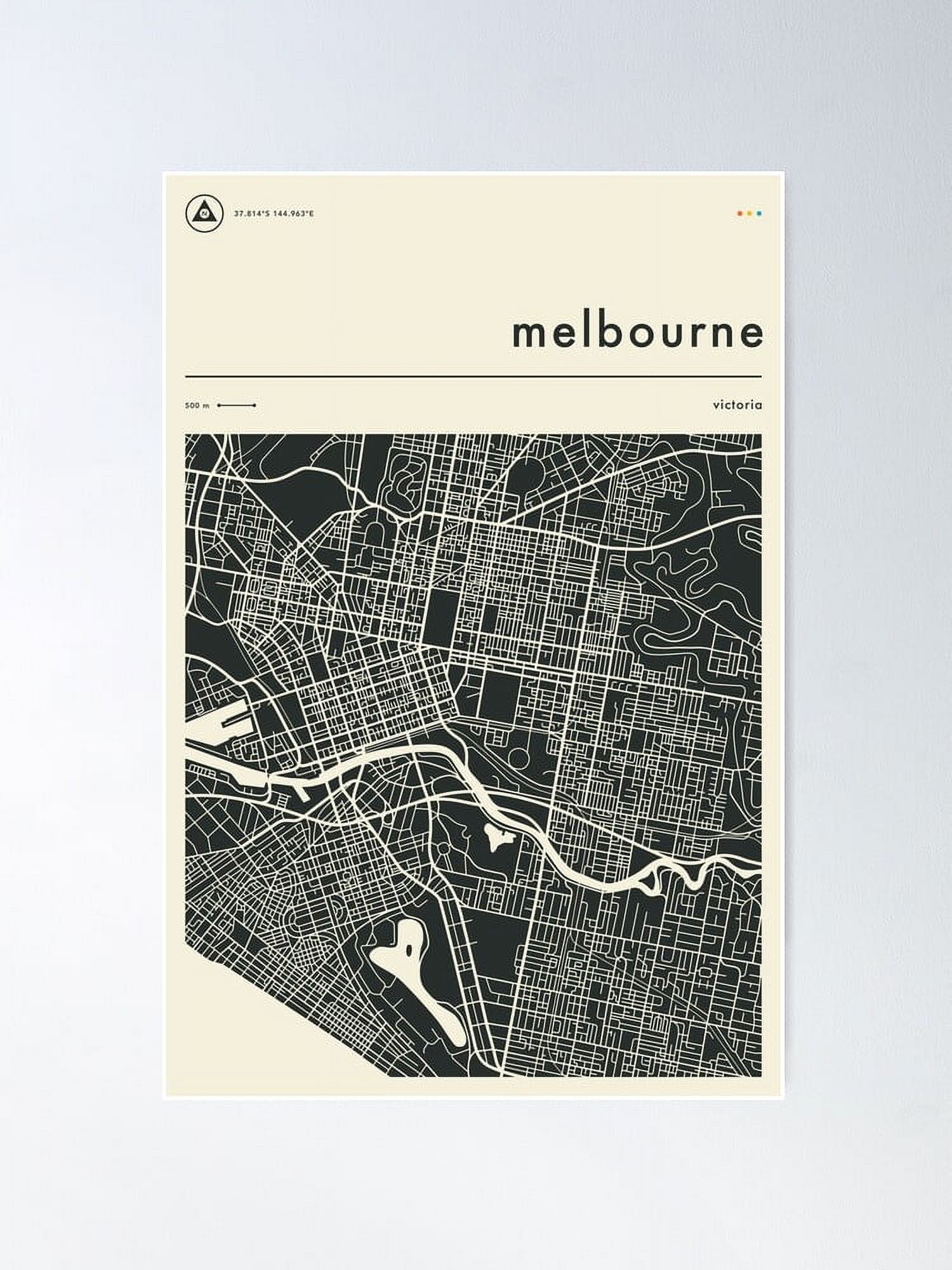 MELBOURNE MAP Poster - Walmart.com