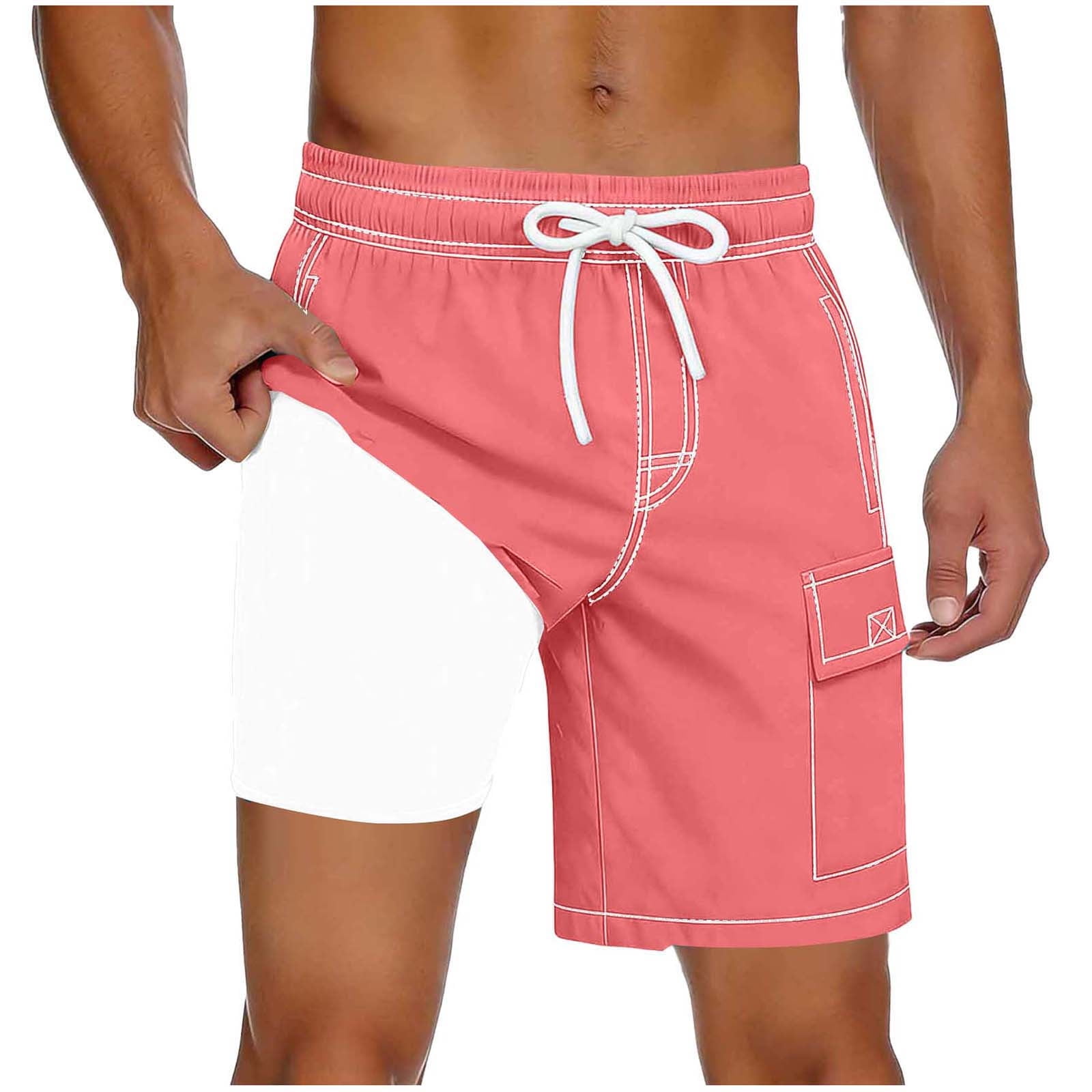 MELDVDIB Mens Double Layer Swim Trunks with Tight Liner Fast Dry ...