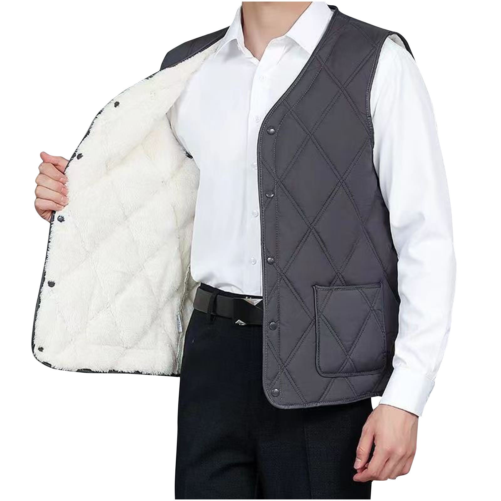 MELDVDIB Mens Zip-Up Quilt Puffer Vest Coats Fall Winter Warm Padded ...