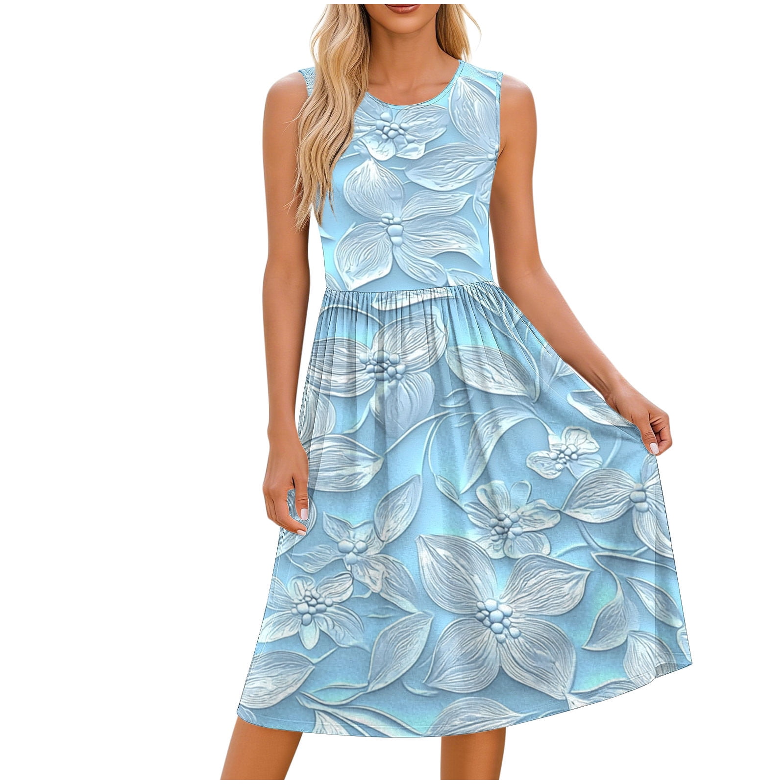 MELDVDIB Summer Dresses for Women Comfy Touch Fabric Crewneck ...