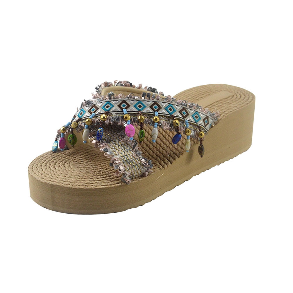 MELDVDIB Wedge Sandals for Women Bohemian Open Toe Summer Beach ...