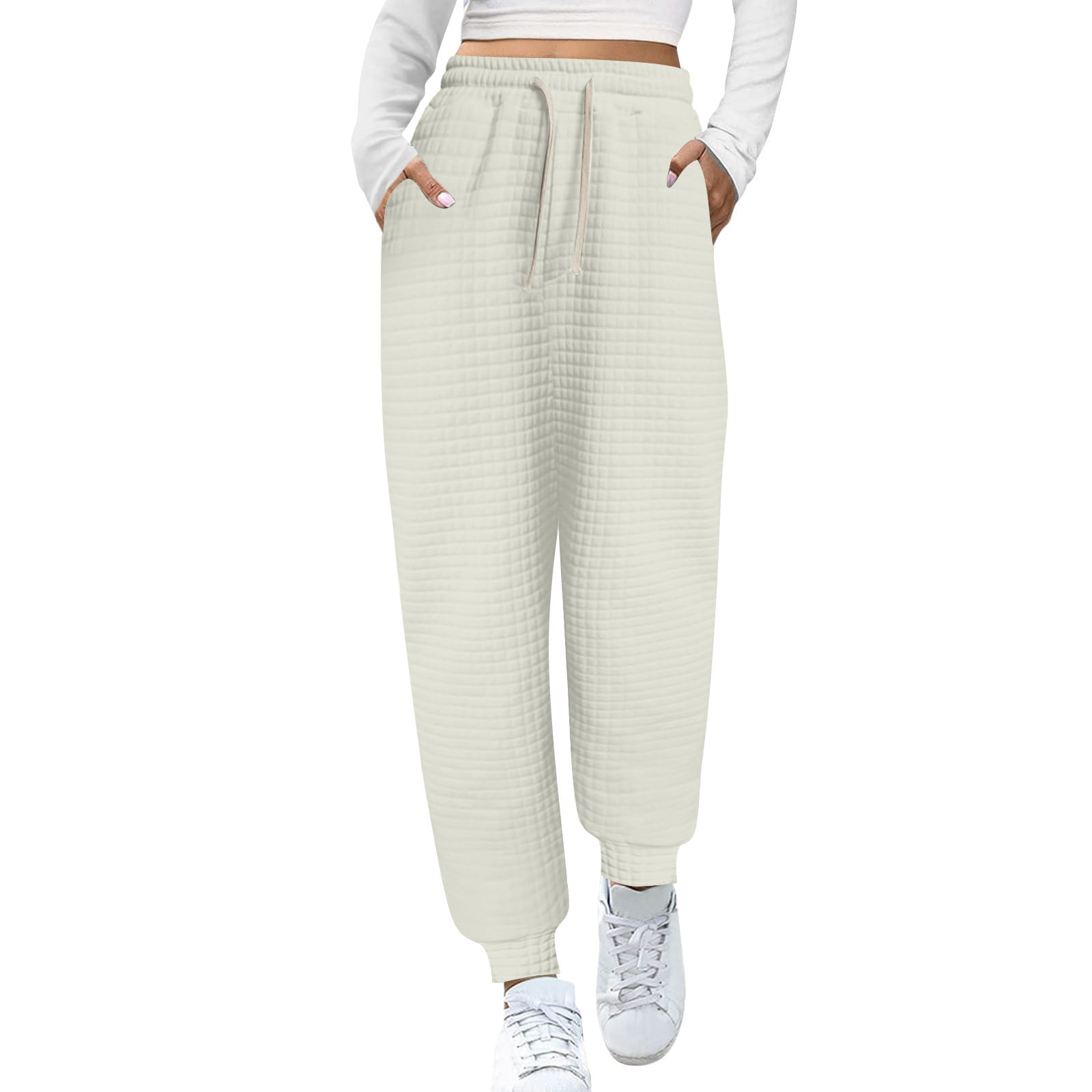MELDVDIB Womens Sweatpant Checkered Taper Elastic Waisted Joggers ...