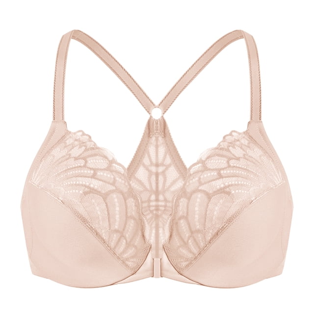 MELENECA Female Racerback Front Closure Unlined Underwire Bra for Women ...