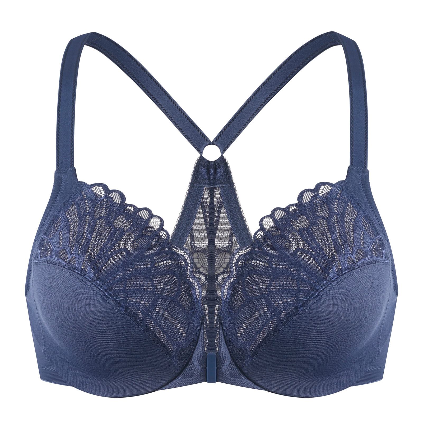 MELENECA Women's Racerback Front Closure Unlined Underwire Bra, Blue ...