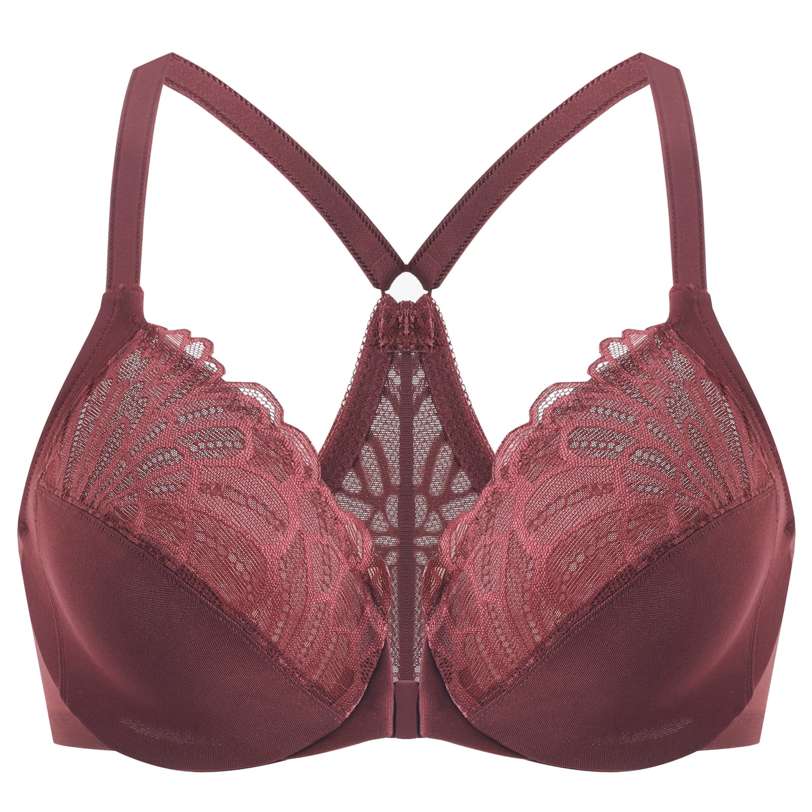 MELENECA Female Racerback Front Closure Unlined Underwire Bra for Women ...