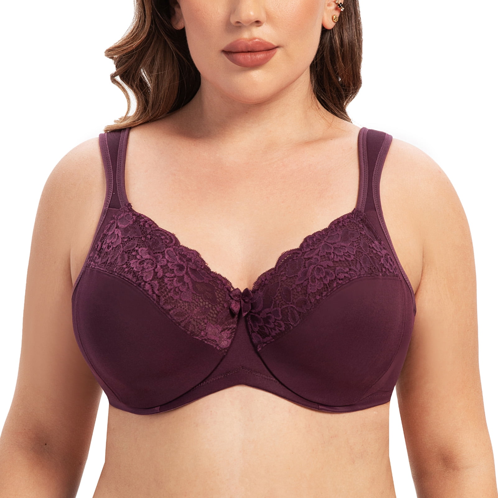 MELENECA Underwire Minimizer Bra for Women Grape Wine 38H - Walmart.com