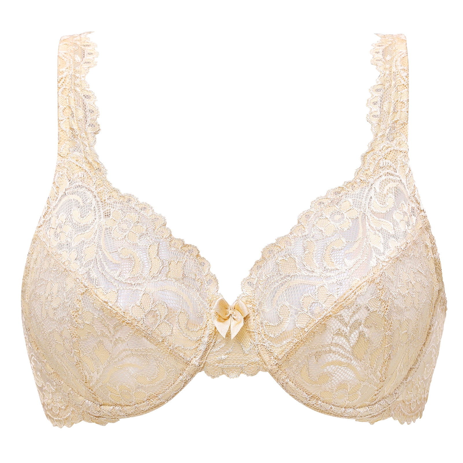 MELENECA Women's Full Coverage No Padding Plus Size Lace Underwire Bra ...