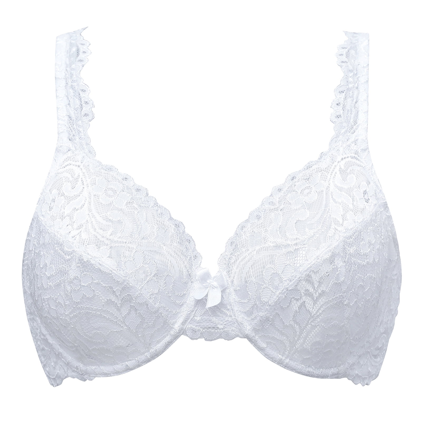 MELENECA Women's Full Coverage No Padding Plus Size Lace Underwire Bra ...