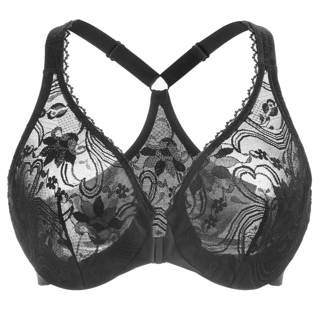 MELENECA Women's Plus Size Racerback Unlined Lace Underwire Front ...