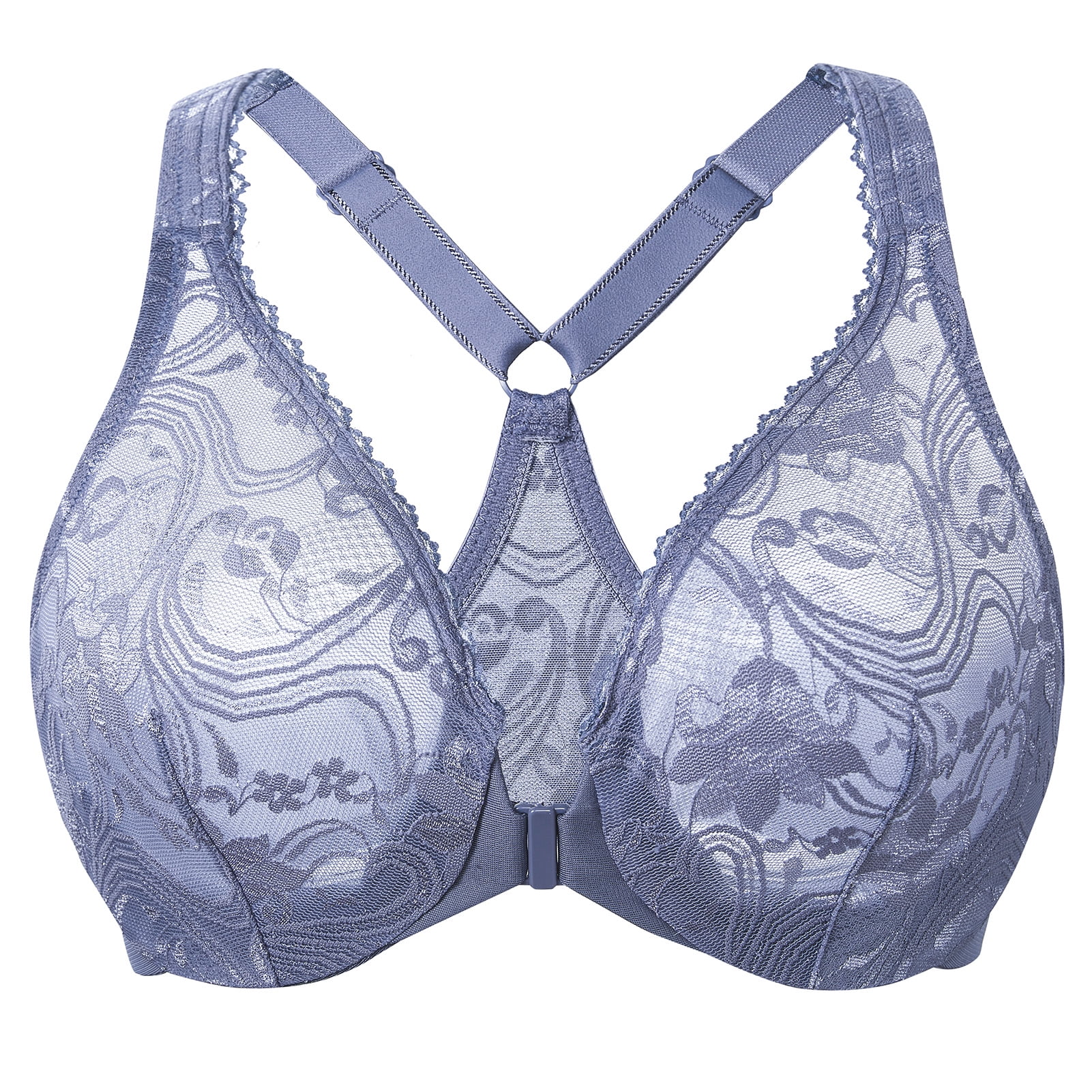 MELENECA Women's Plus Size Racerback Unlined Lace Underwire Front ...
