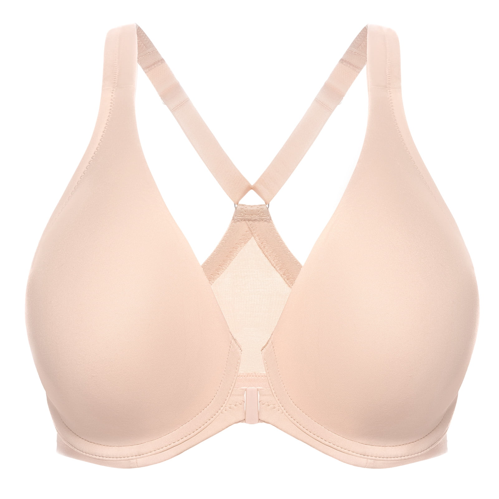 MELENECA Women's Racerback Front Closure Bras Plunge Unlined Full ...