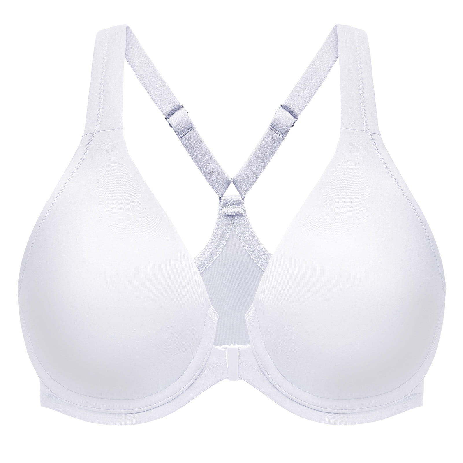 MELENECA Women's Racerback Front Closure Bras Plunge Unlined Full ...
