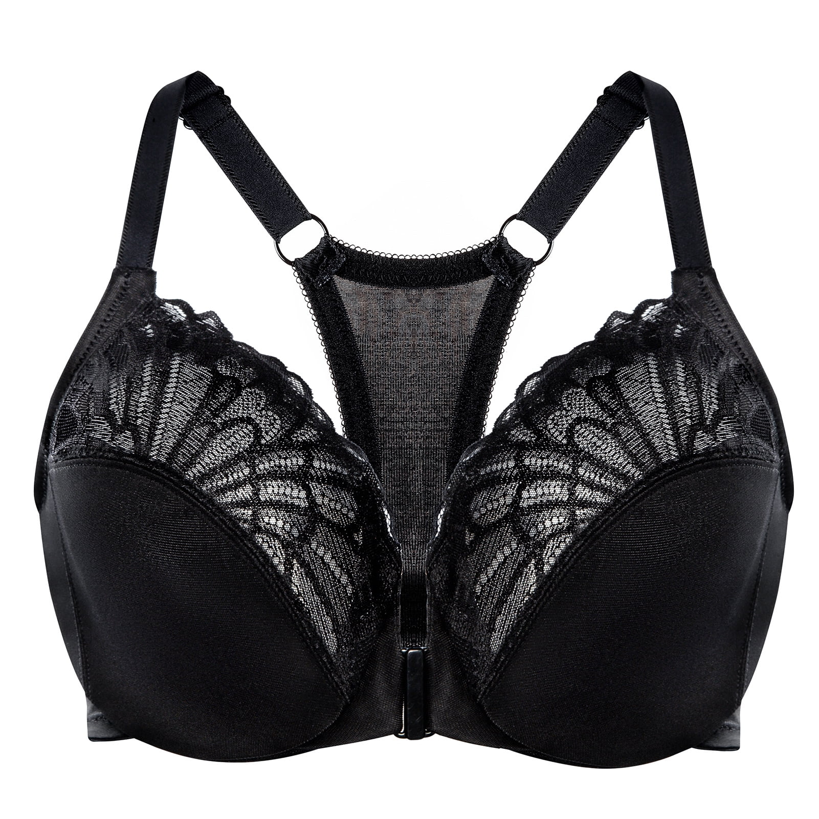 MELENECA Women's Racerback Front Closure Lace Unlined Plus Size Full ...