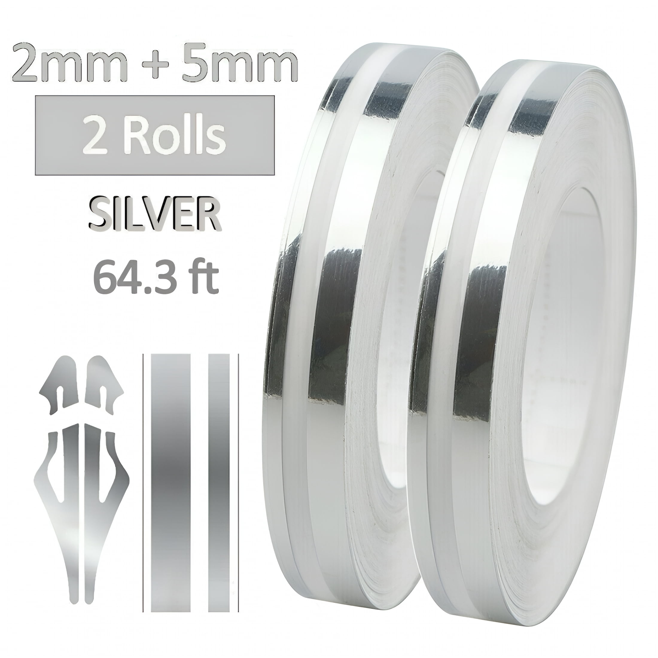MELIVO 2X Silver Stripe Pin Stripe Tape Decal Vinyl Car Stickers ...