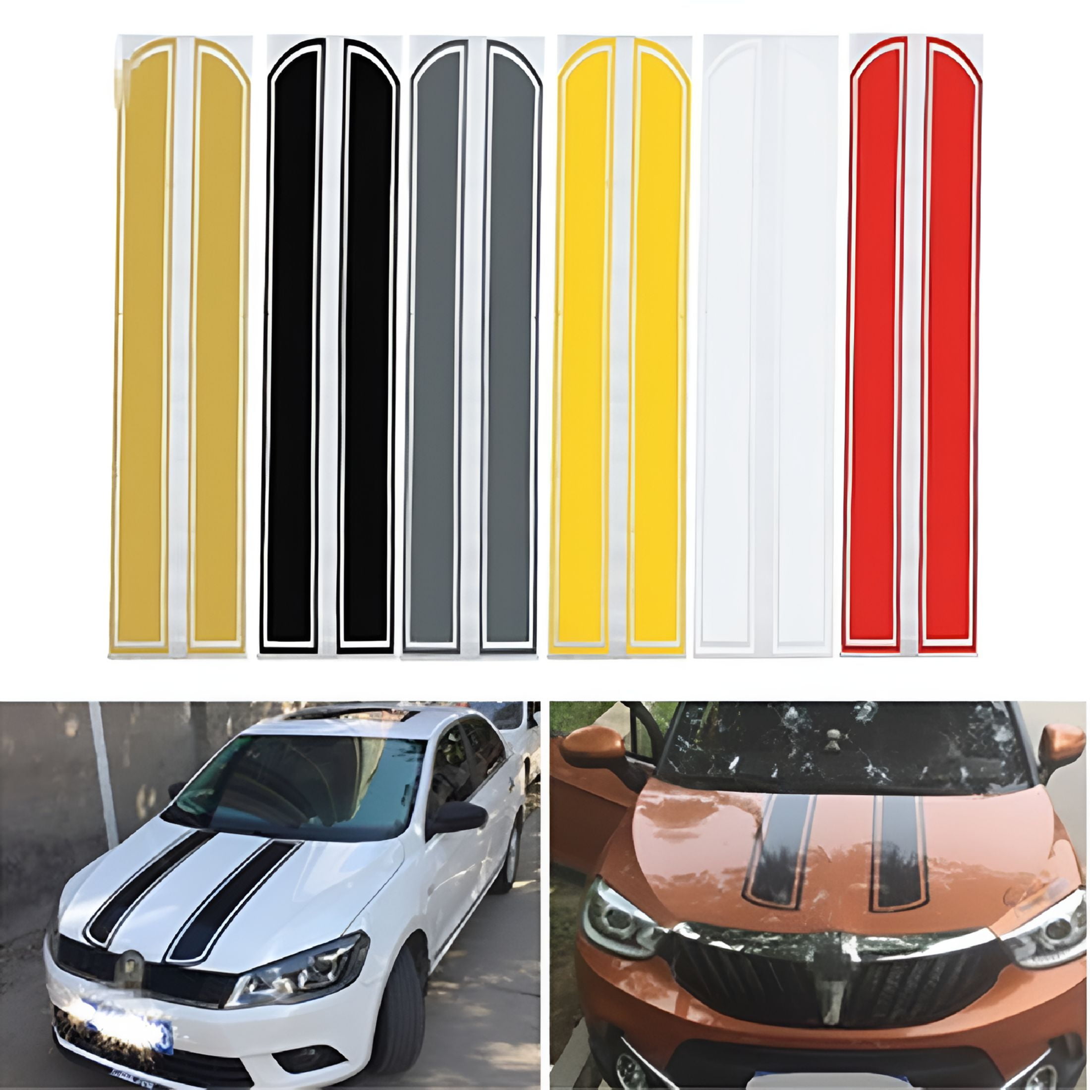 MELIVO Auto Car Racing Rally Dual Stripes Hood Side Roof Tail Stickers ...