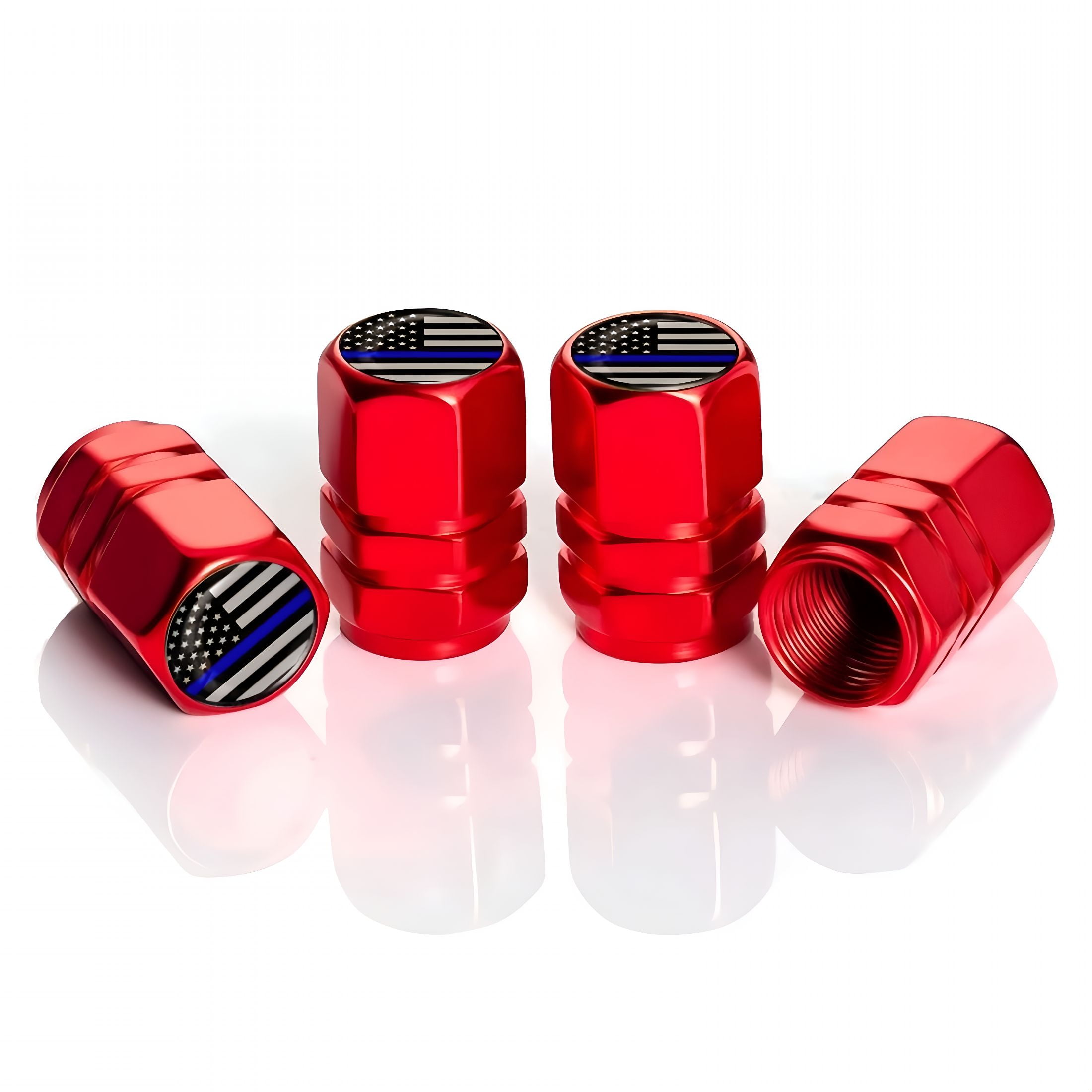 MELIVO Thin Blue Line American Flag Tire Valve Stem Caps, Aluminum ...