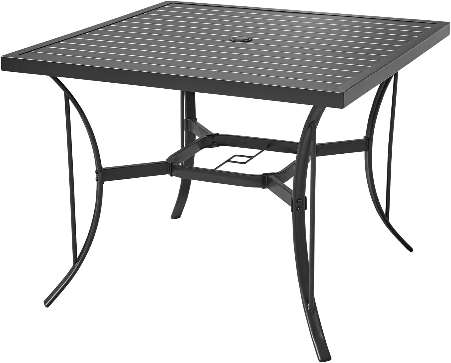 MELLCOM 37''x37'' Outdoor Dining Table for 4, E-Coating Metal Patio ...