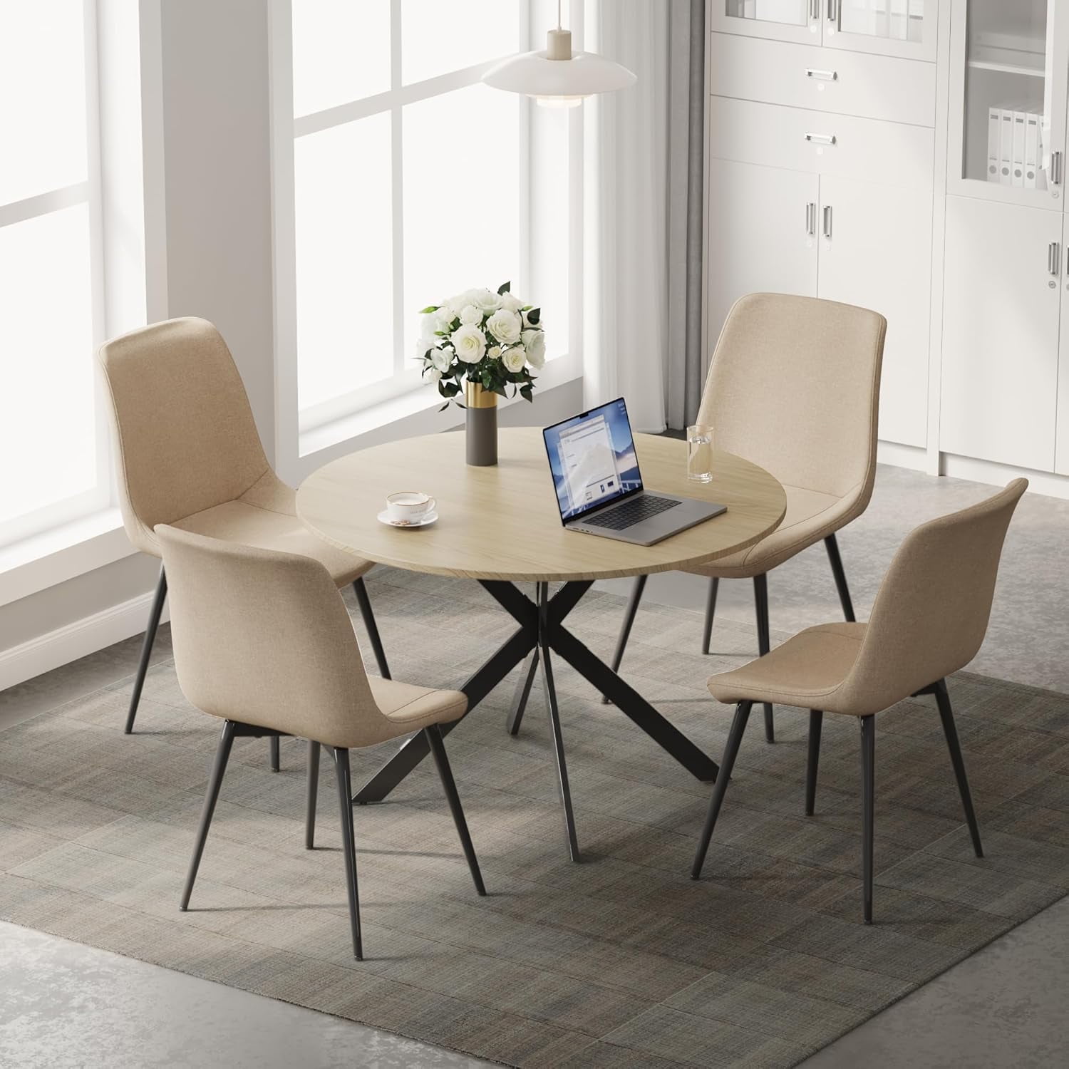 Erinnyees 5 piece Round Dining Table Set, Modern Kitchen Table Set for ...