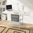 MELLCOM 61.4" Foldable Craft Table with Storage, Movable Sewing Table ...