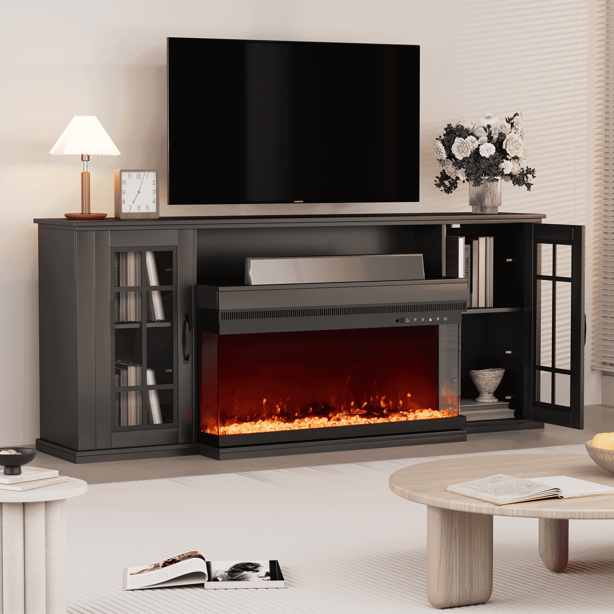 Glass Fireplace Tv Stand