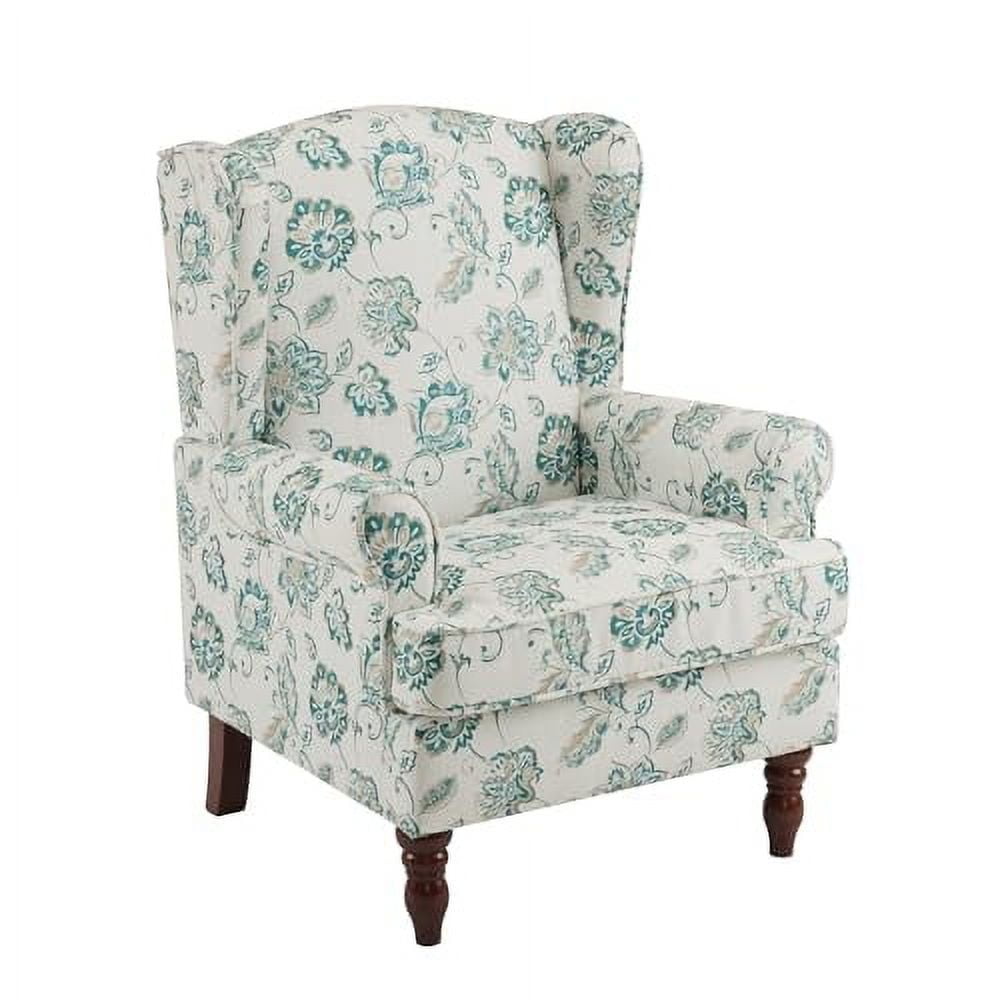 MELLCOM Floral Accent Chair, High Back Upholstered Armchair with Solid ...