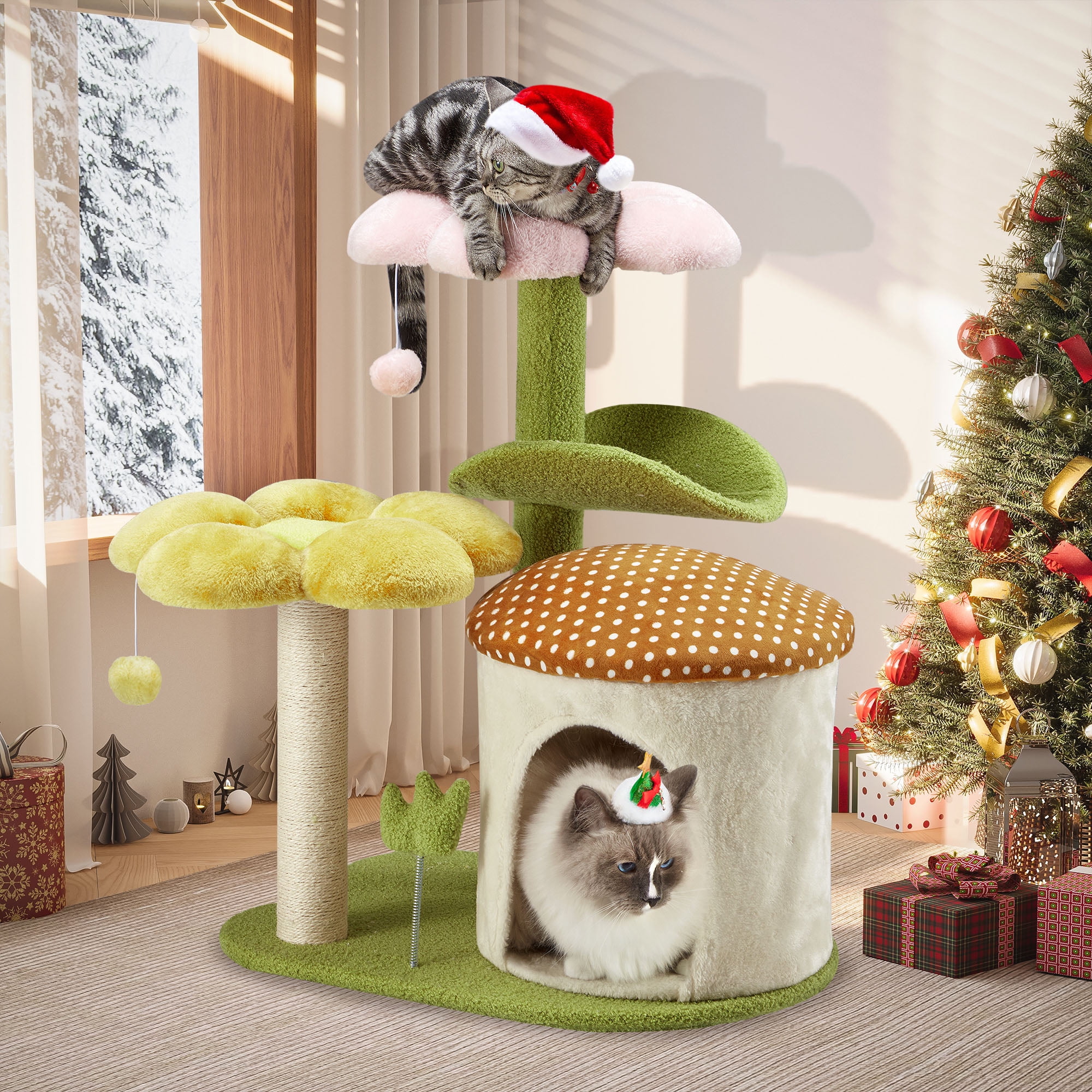 Hommow Flower Cat Tree with Sisal Cat Climber, Cute Tower & Scratching ...