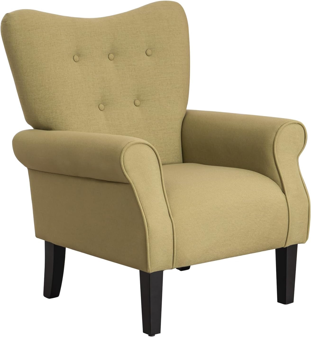 MELLCOM Mid Century Wingback Arm Chair, Modern Upholstered Fabric High ...