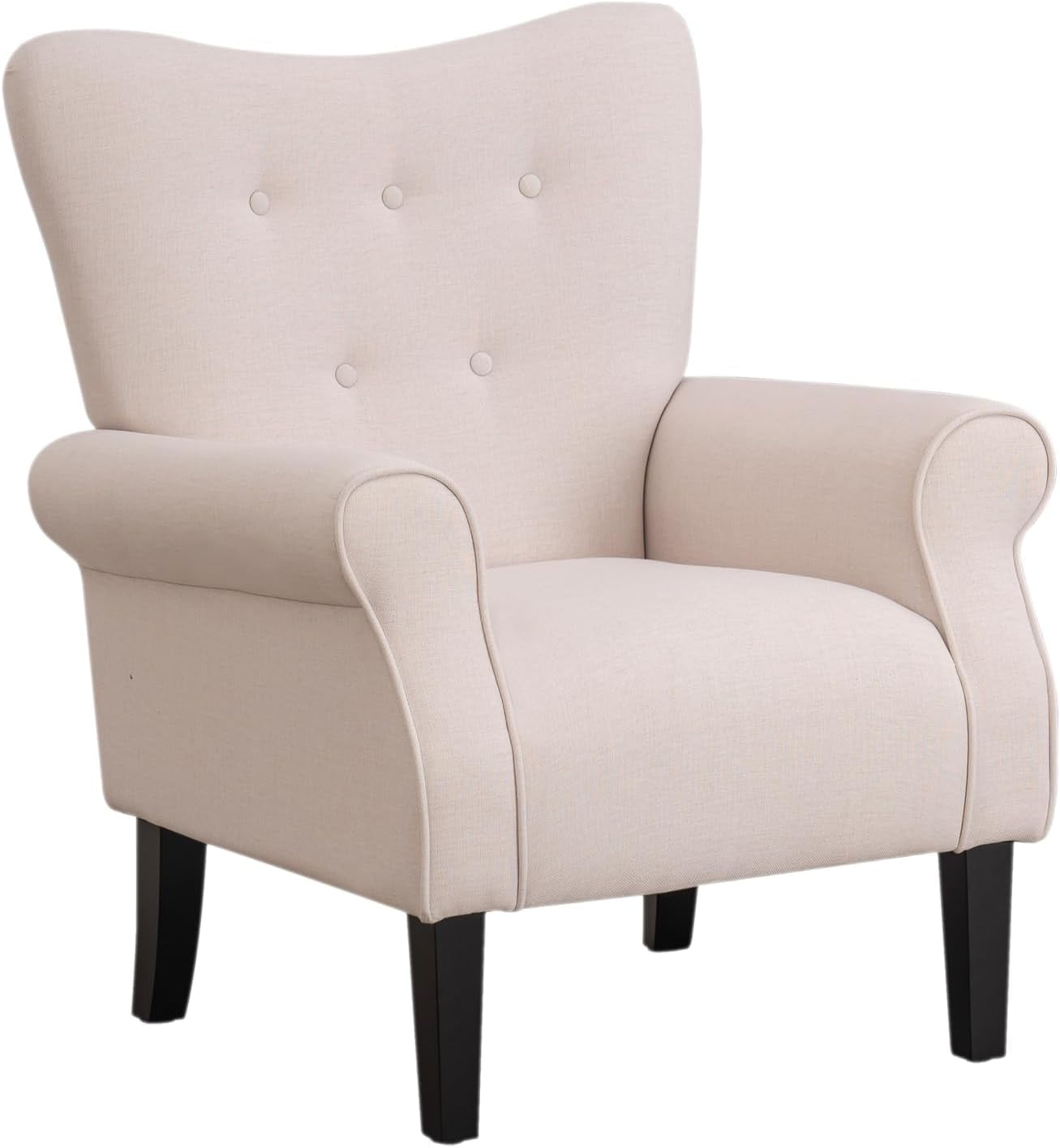 MELLCOM Mid Century Wingback Arm Chair,Modern Upholstered Fabric High ...