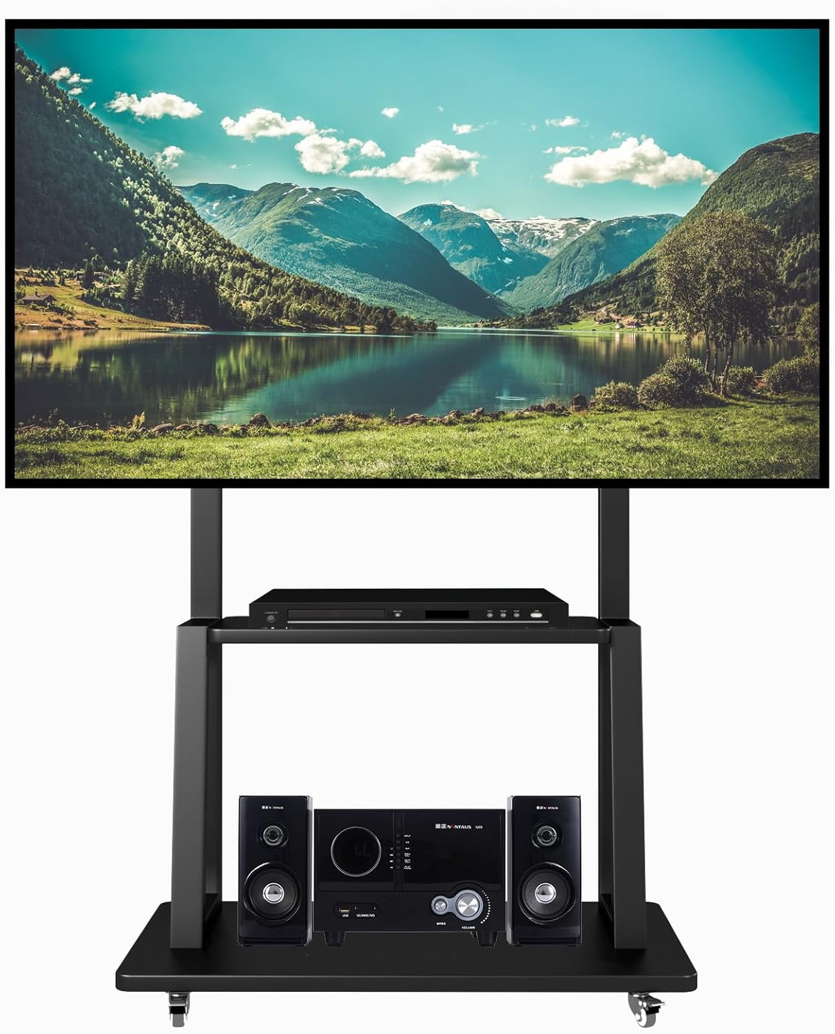 Rolling Tv Stand Mobile TV Stand With Wheels, Adjustable Rolling TV ...