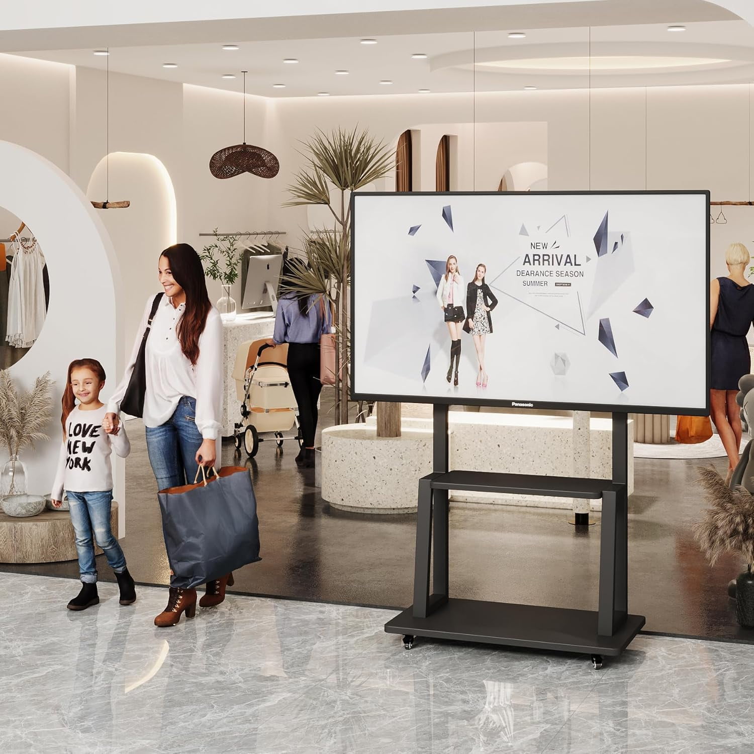 MELLCOM Mobile TV Cart, Rolling TV Stand for Most 50-100 Inch Large TVs ...