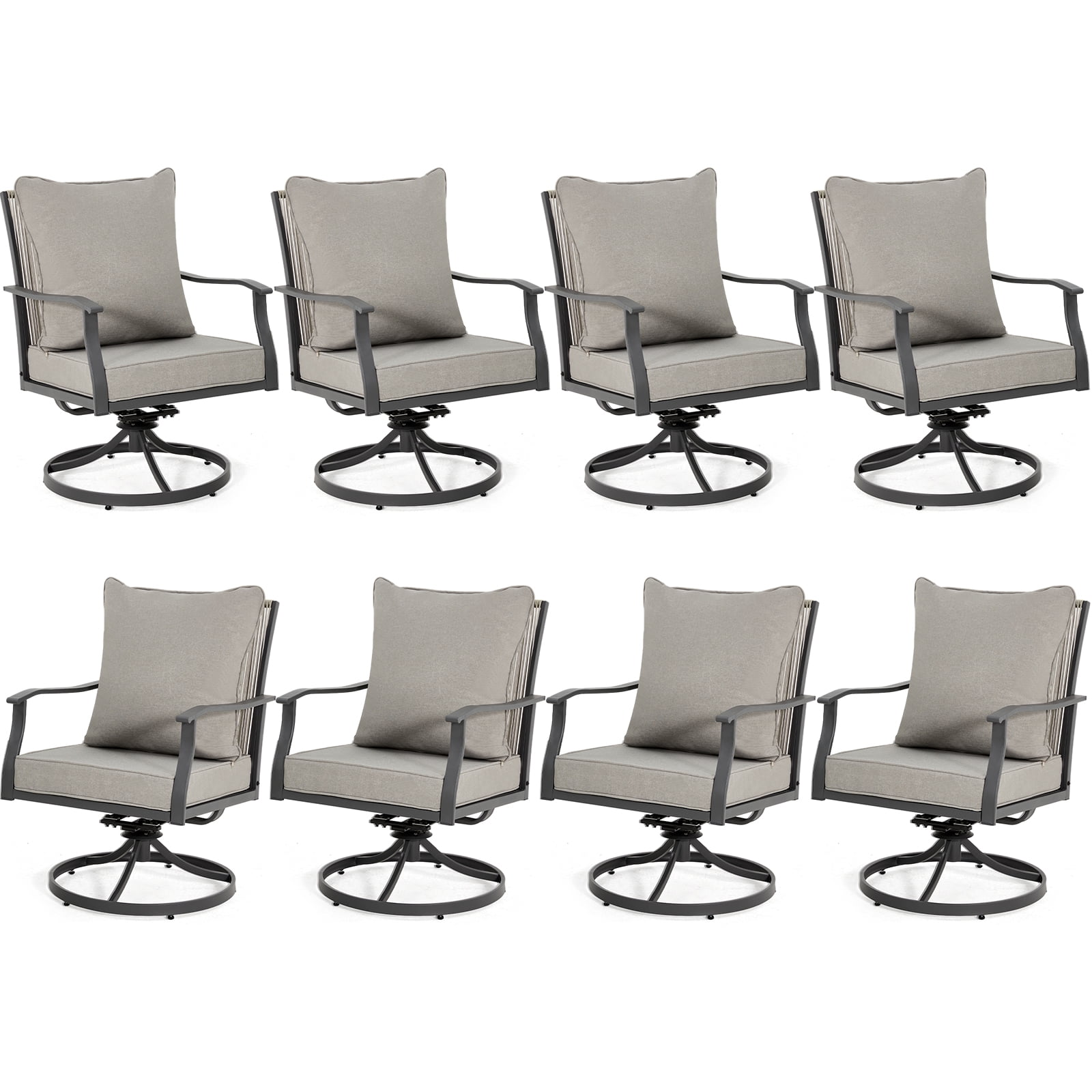 MELLCOM Patio Swivel Chair Set of 8, Outdoor Dining Chairs with ...