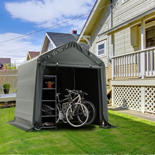 MELLCOM Portable Storage Shed 6x6ft, Heavy Duty Outdoor Storage Shed ...