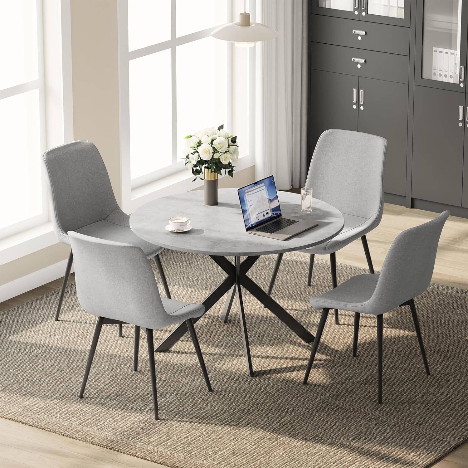 Erinnyees Round Dining Table Set for 4, 47" Modern Kitchen Table Set ...