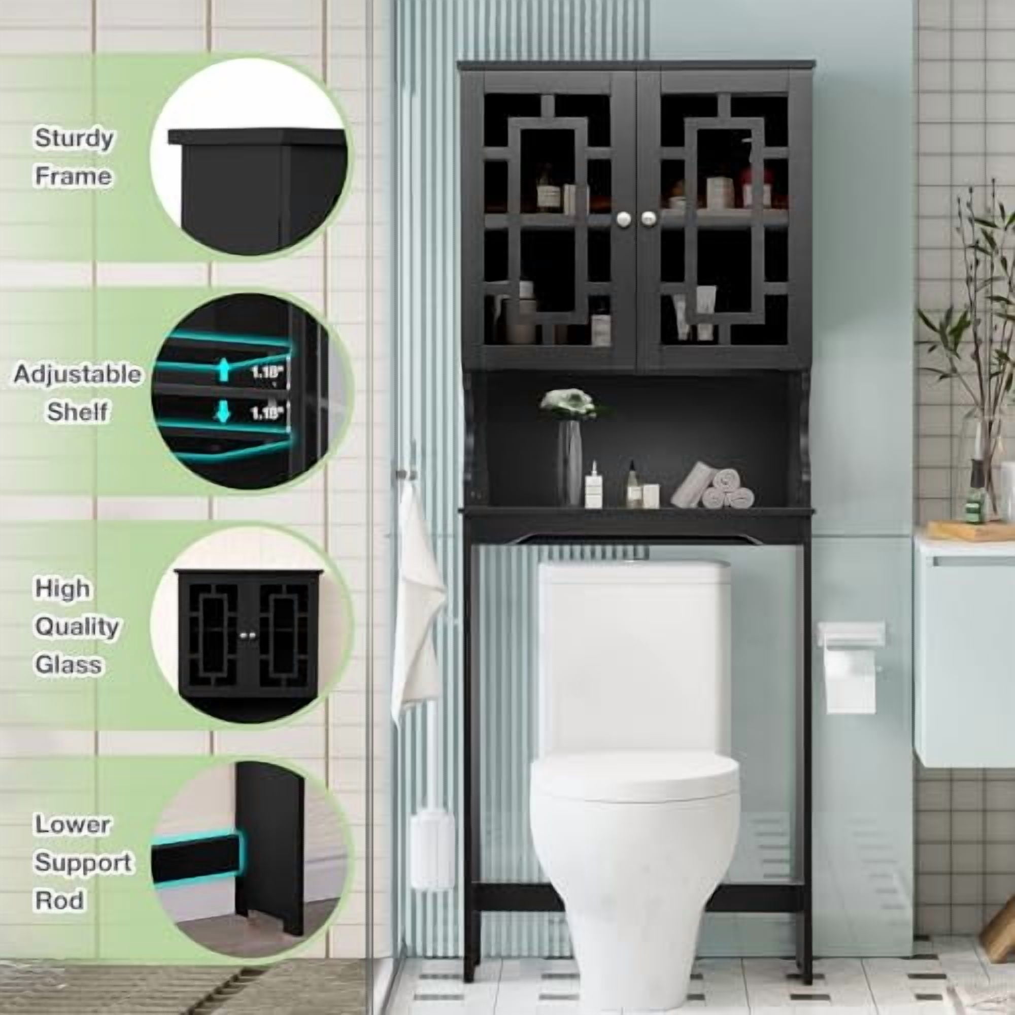 MELLCOM Over The Toilet Cabinet, Wooden Bathroom Organizers and Storage ...