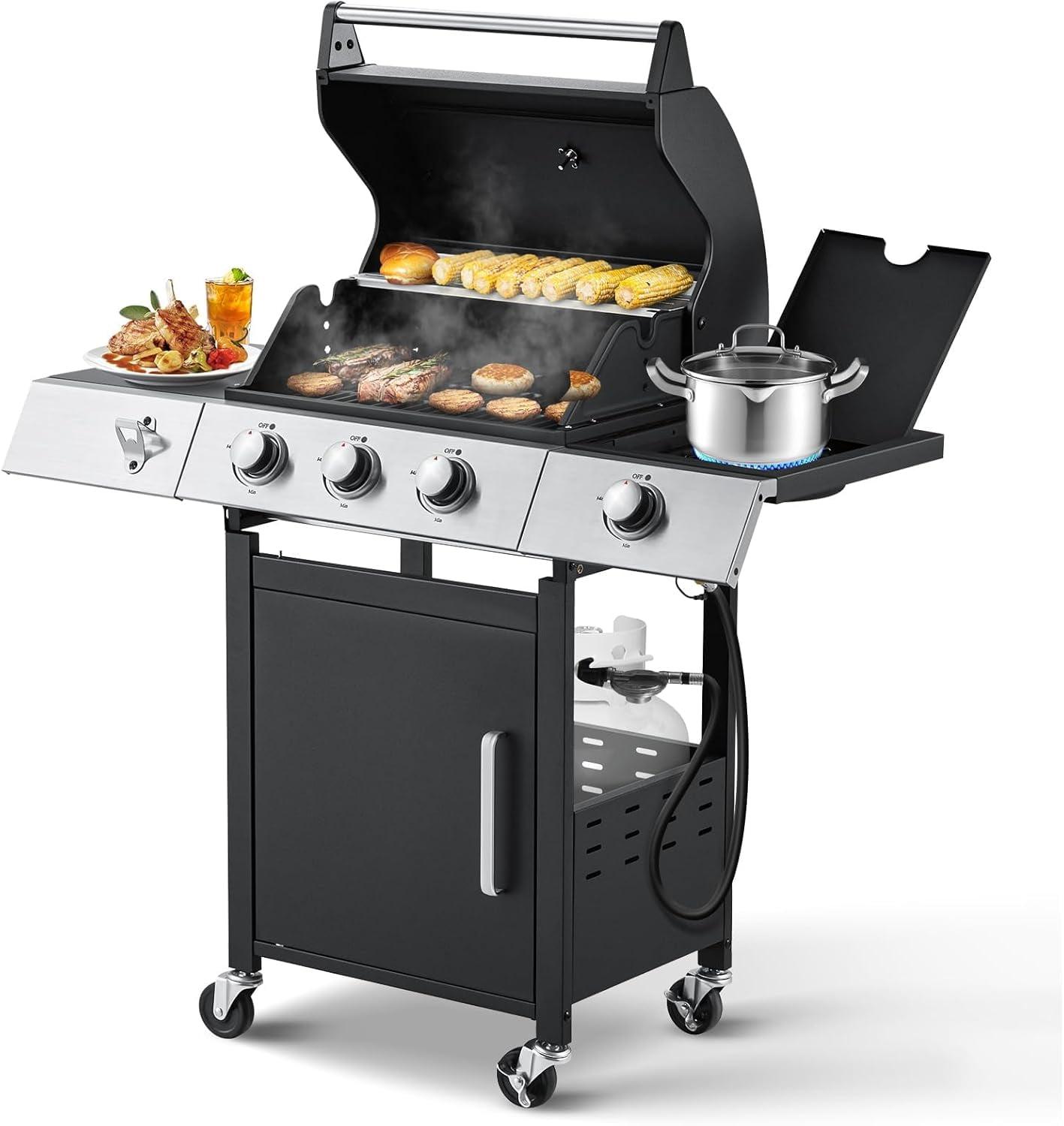 MELLCOM Upgraded 36,000 BTU Stainless Steel Burner Propane Grill, 3 ...