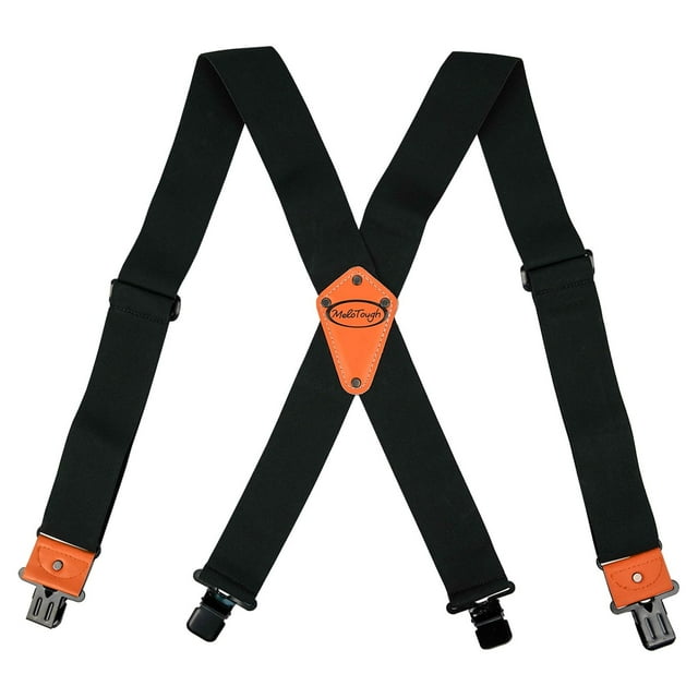 MELOTOUGH Men's Wide Elastic X Back Suspenders, Heavy Duty Clips ...