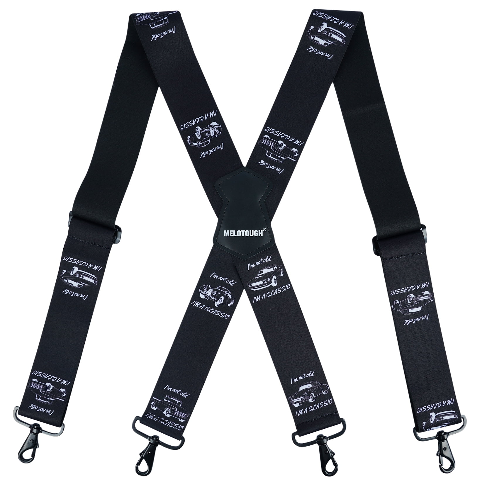 MELOTOUGH Men's Suspender 2 Inch Wide Suspenders Full Elastic X Back ...