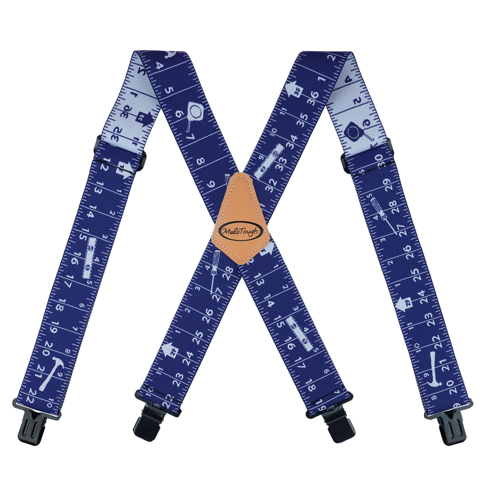 MELOTOUGH Men's Suspenders Fully Elastic 2 inch Wide X back Heavy Duty ...