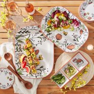 The Pioneer Woman Melamine Folk Geo 12-Piece Dinnerware Set, Teal ...