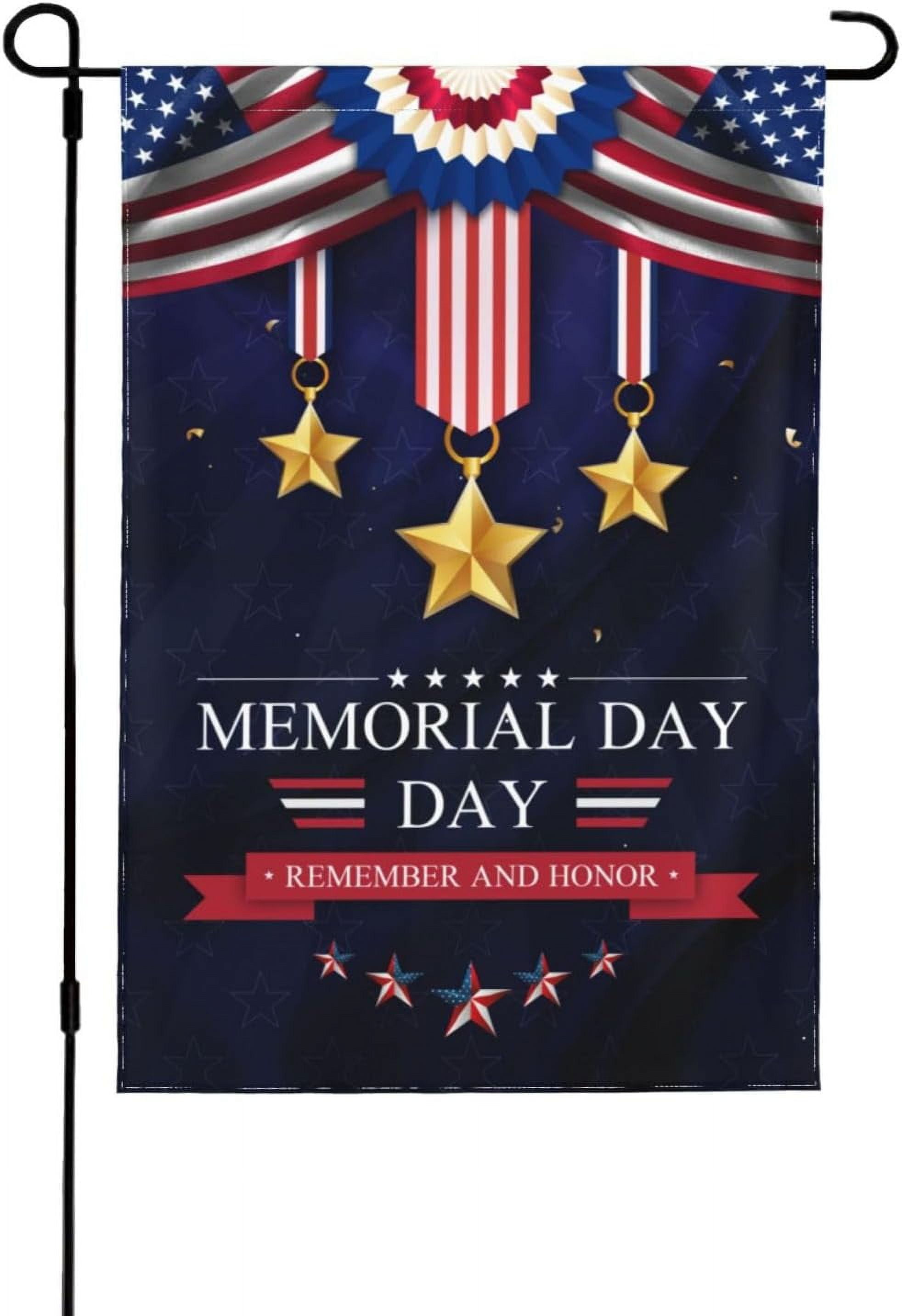 MEMORIAL DAY Flag REMEMBER AND HONOR Flags for Outside Garden Flag ...