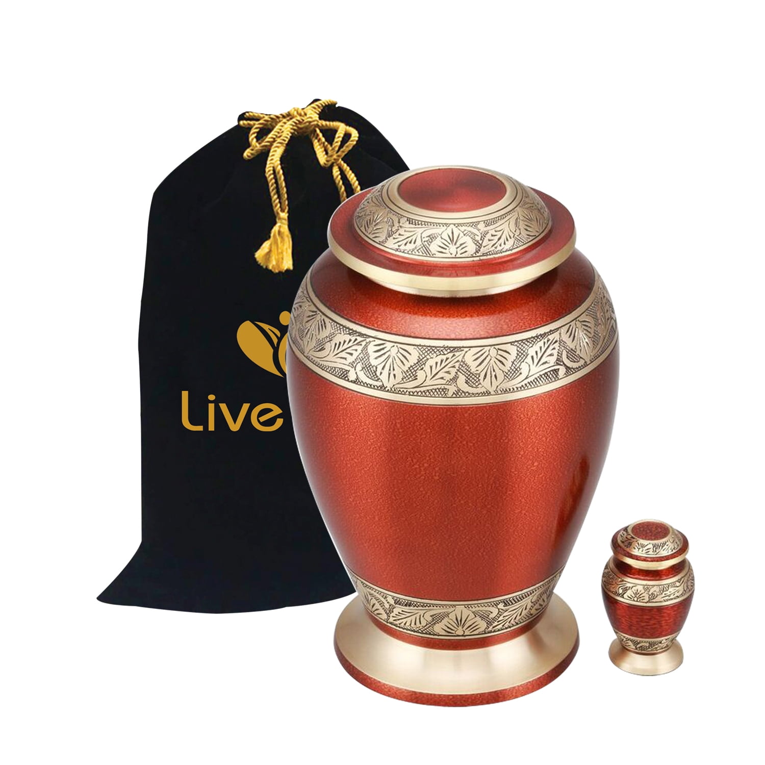 MEMORIALS 4U Orange & Gold Cremation Urn - Sunset Urn - Adult Funeral ...