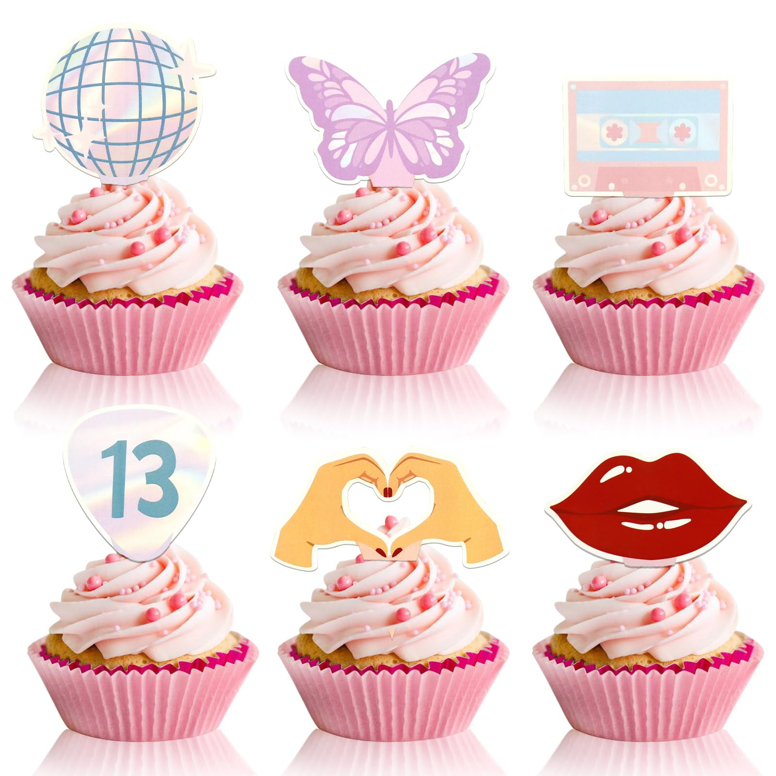 MEMOVAN Eras Party Cupcake Topper 24PCS Concert KMC2Party Decoration I ...