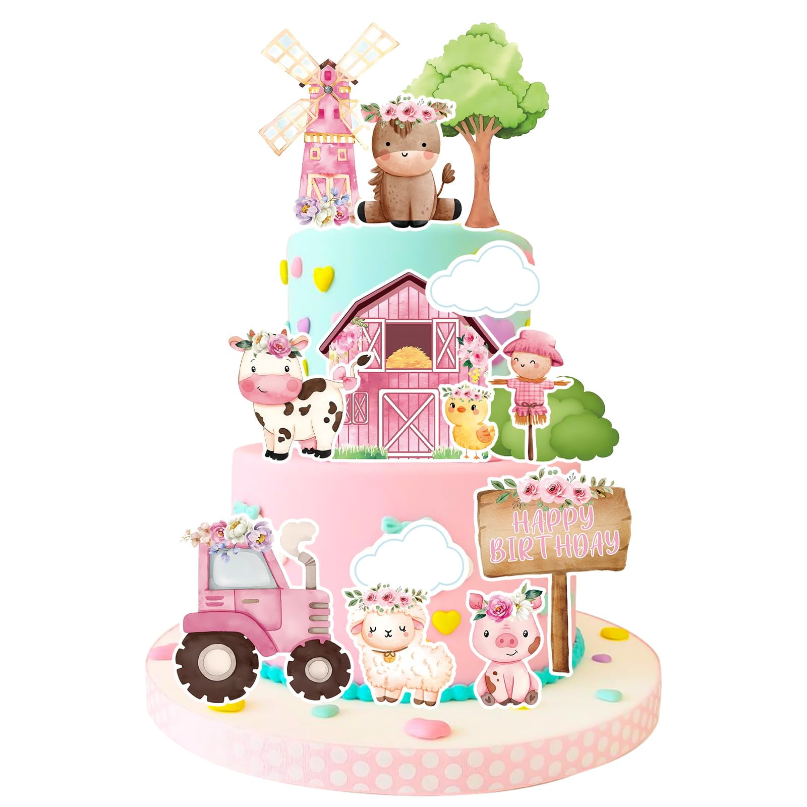 MEMOVAN Farm Cake Toppers 14pcs Farm ITL1 Animal Chicken Sheep Pig Cow ...
